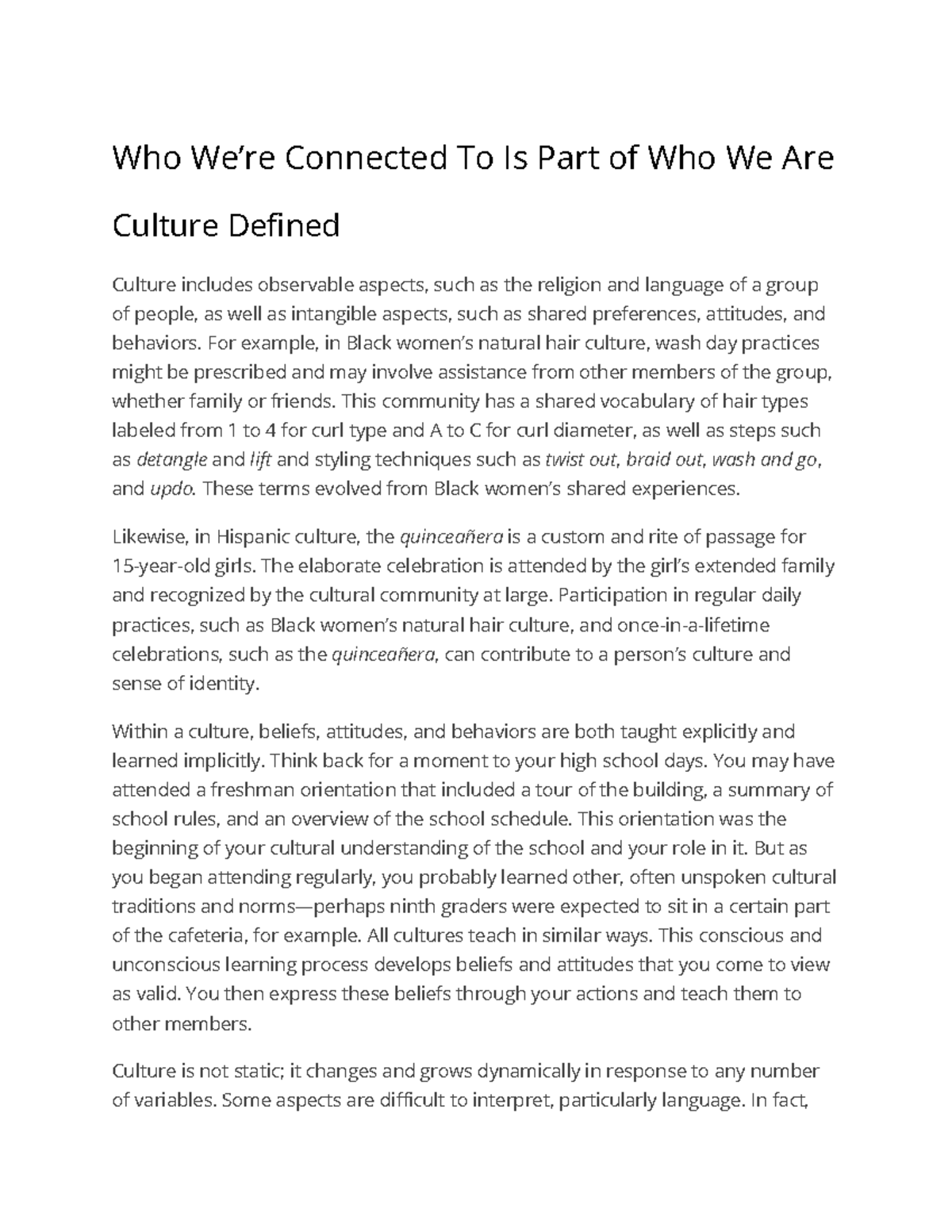 Unit 2 Module 4: Overview of Culture and Identity Concepts - Studocu