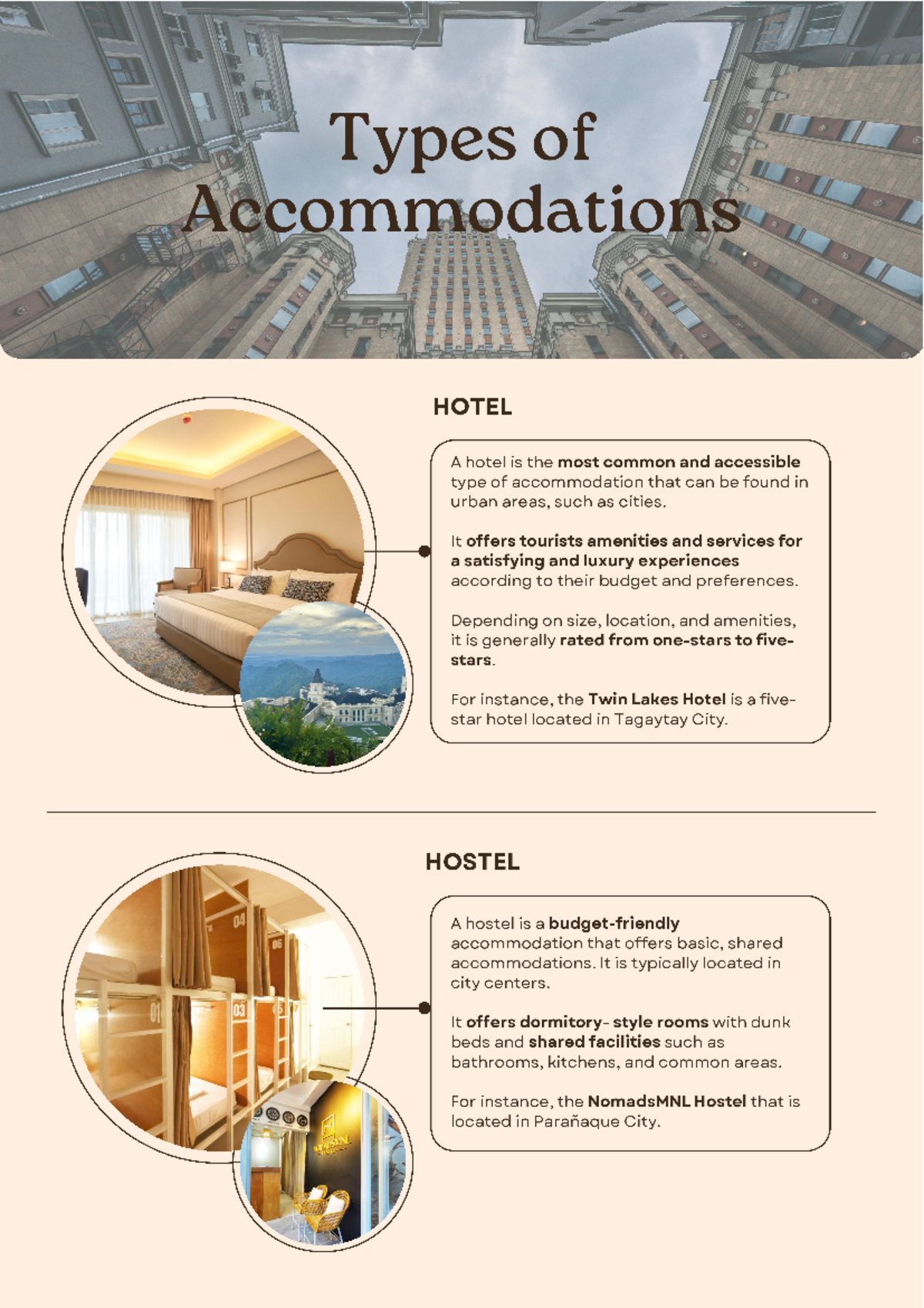 Types of Accommodation: Hotels and Hostels Explained - Studocu