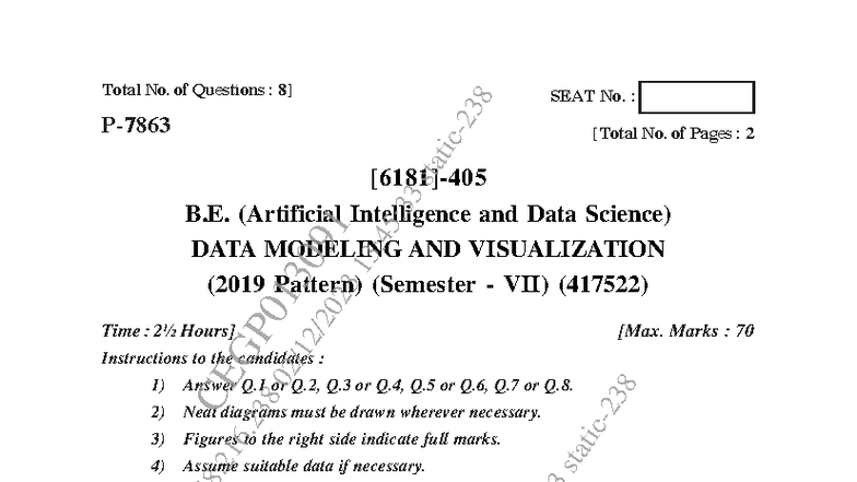 DMV Endsem Notes - Data Modeling & Visualization (B.E. AI & DS) - Studocu