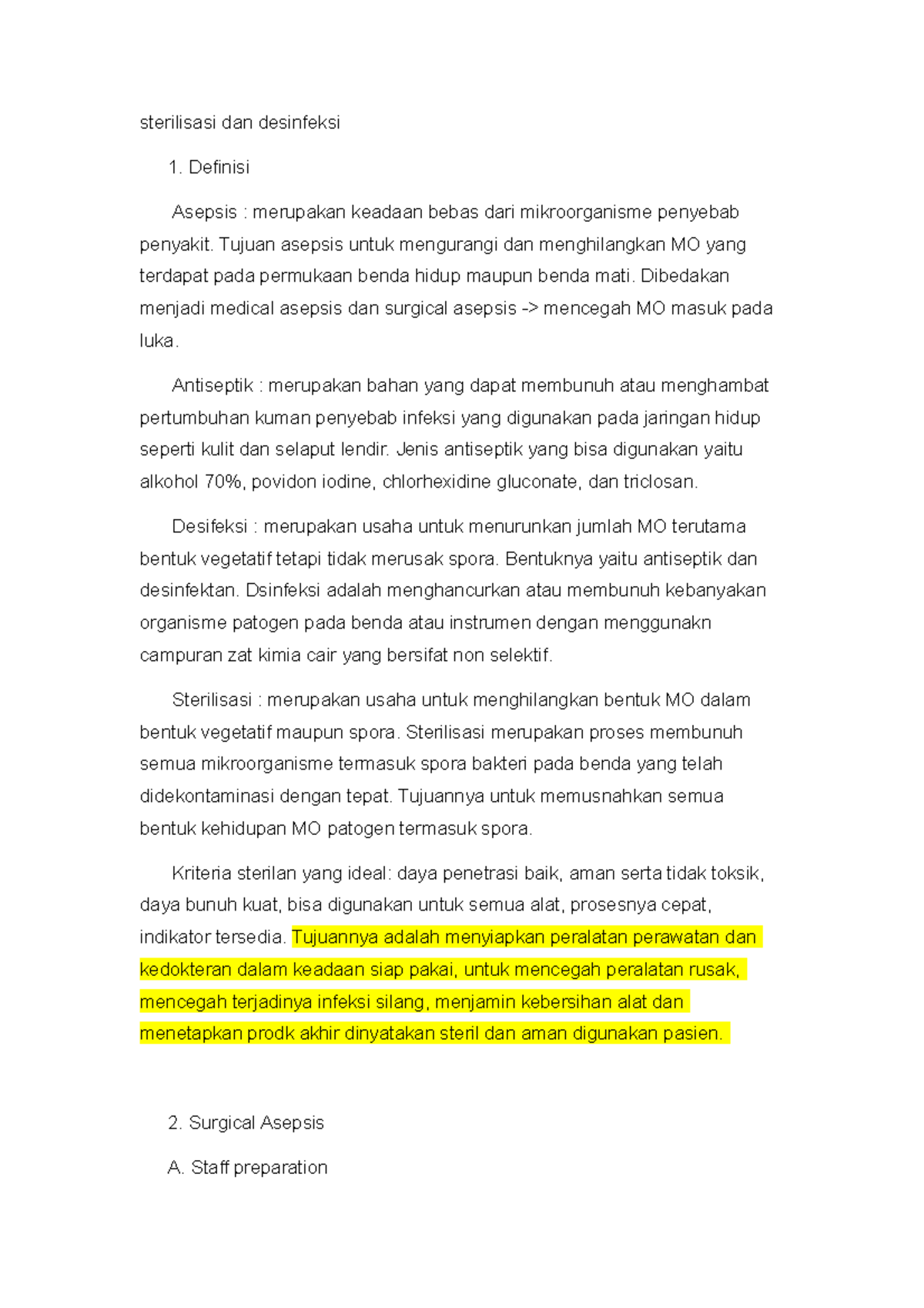 Sterilisasi dan Desinfeksi: Panduan Lengkap untuk Asepsis Medis - Studocu
