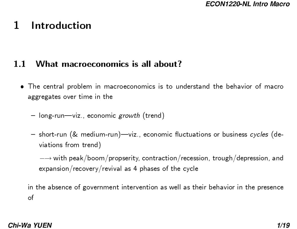 UGmacro 2026 Lecture 1: Introduction to Macroeconomics Concepts - Studocu