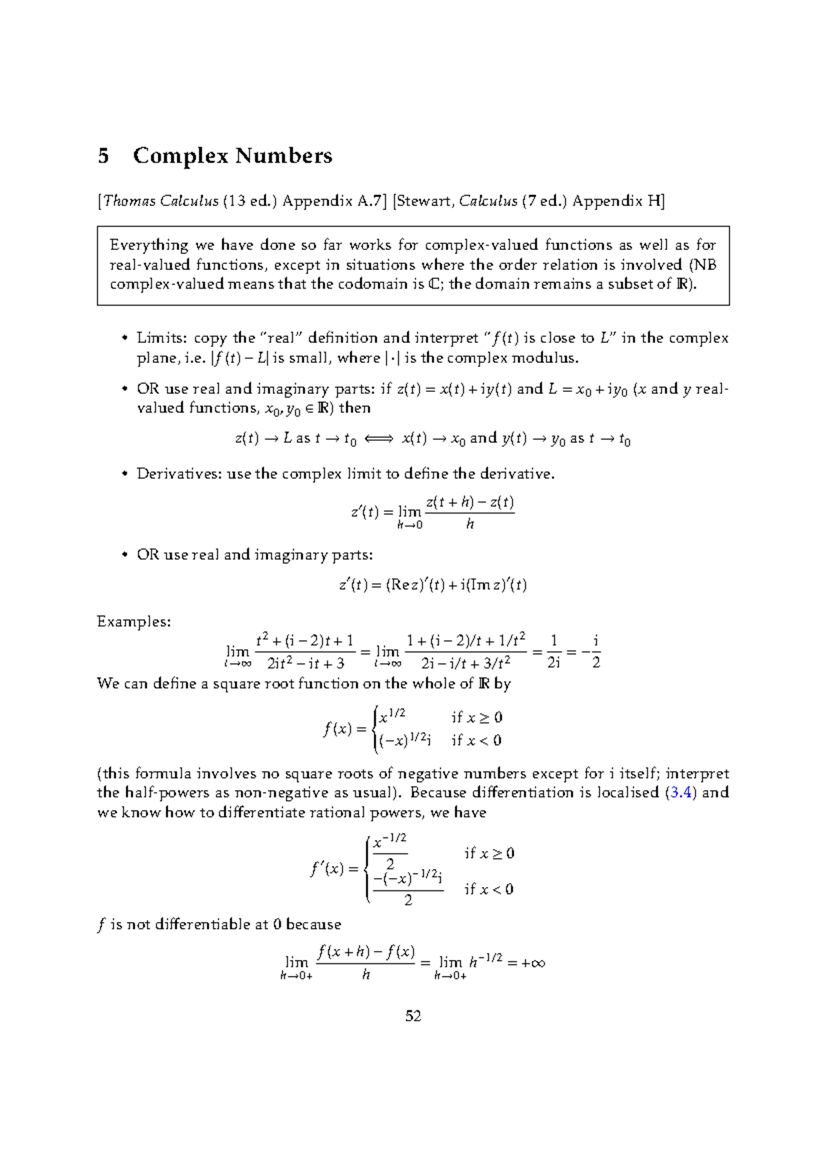 Calculus Notes on Complex Numbers - Section 5 - Studocu