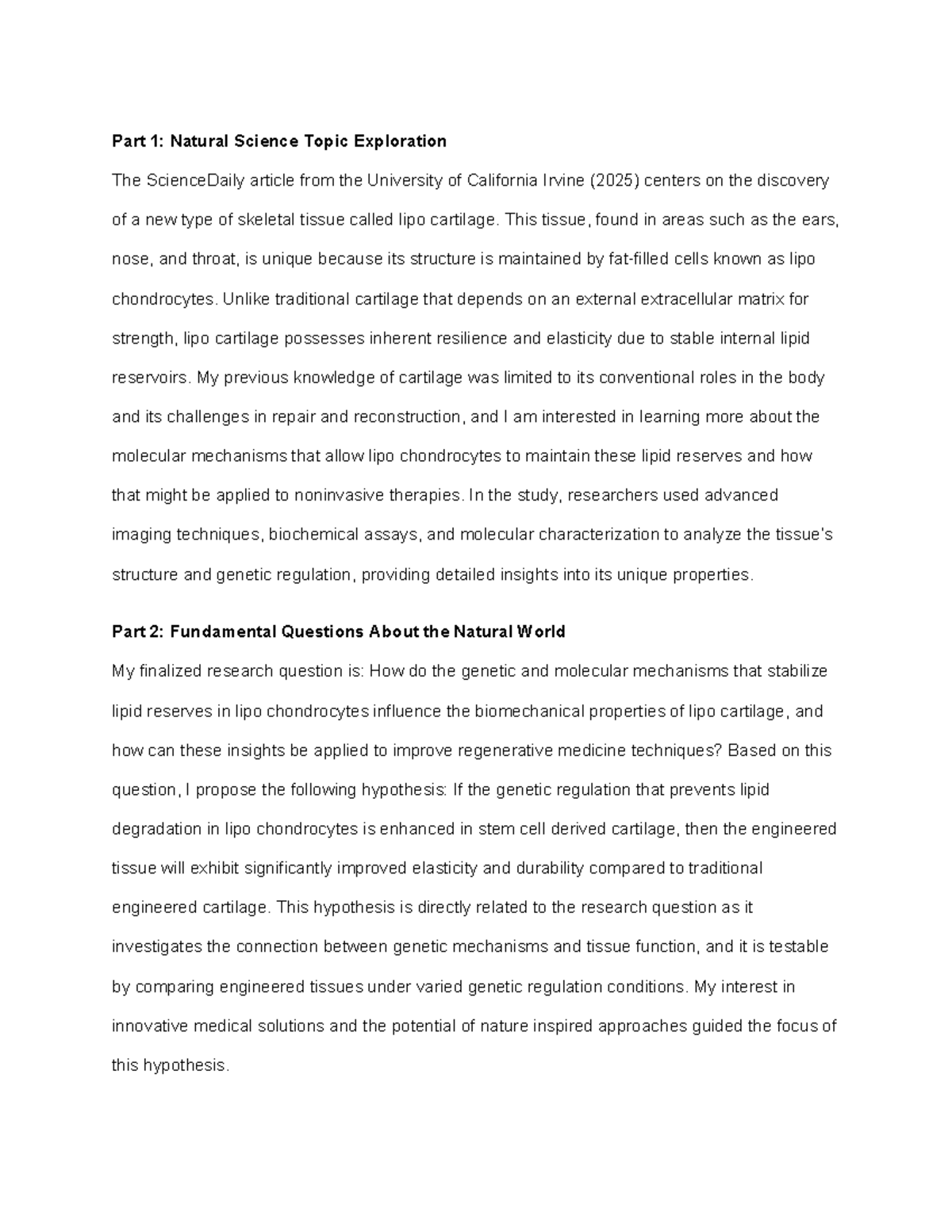 7-2 Project Two Submission: Insights on Lipo Cartilage Mechanisms - Studocu