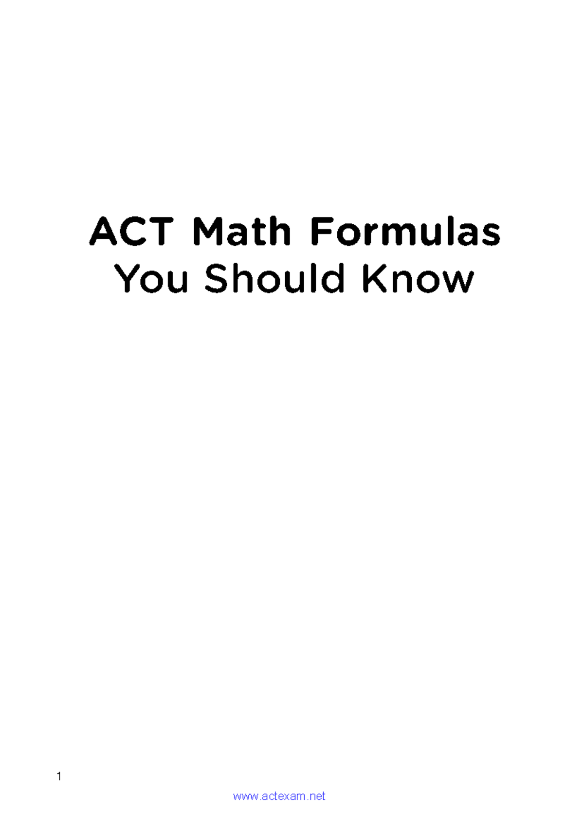 Formula pdf-to-be副本.pages - ACT Math Formulas - 1 ACT Math Formulas You ...
