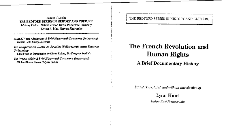 The French Revolution and Human Rights: Key Documents and Debates (HISM ...