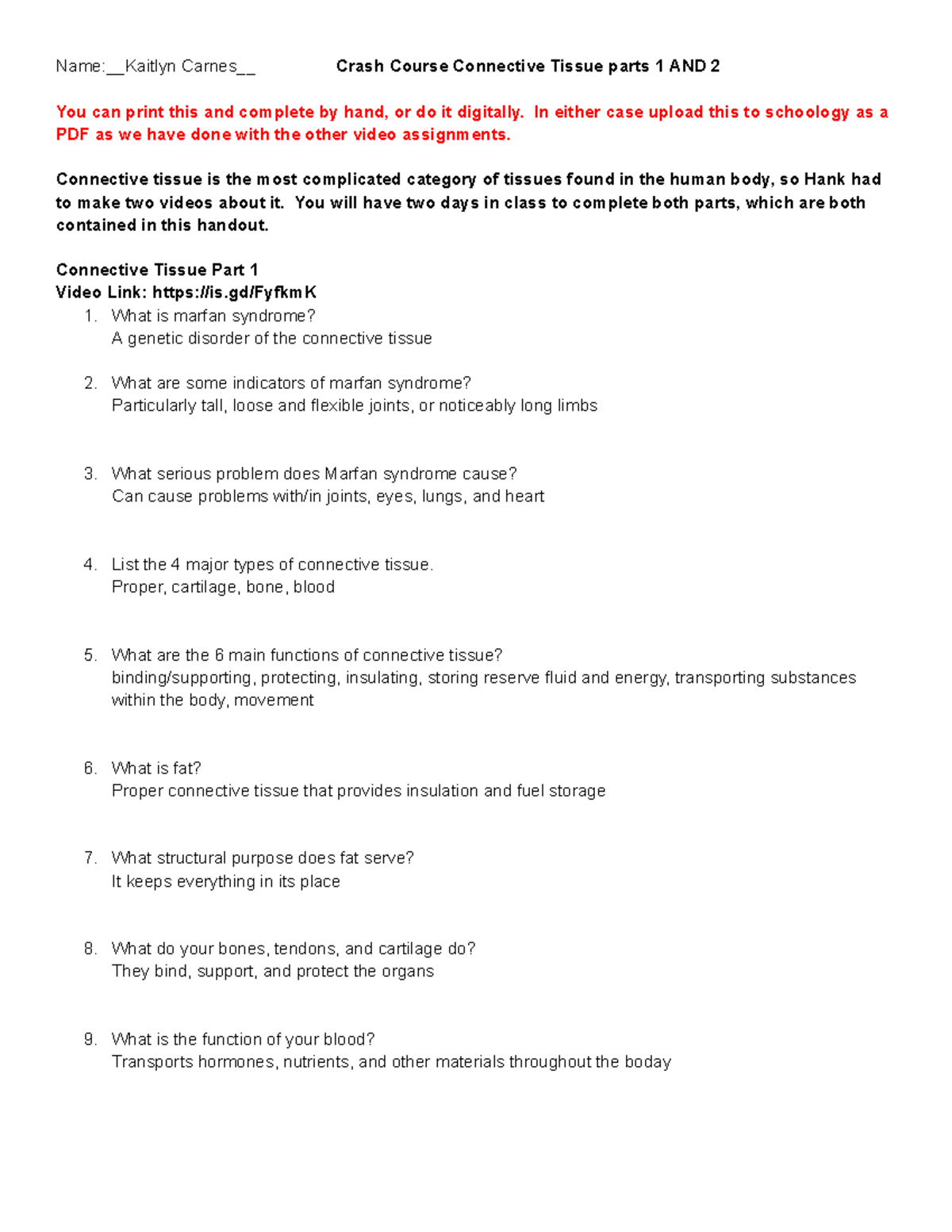 A&P Connective Tissue Crash Course Notes - Parts 1 & 2 Summary - Studocu