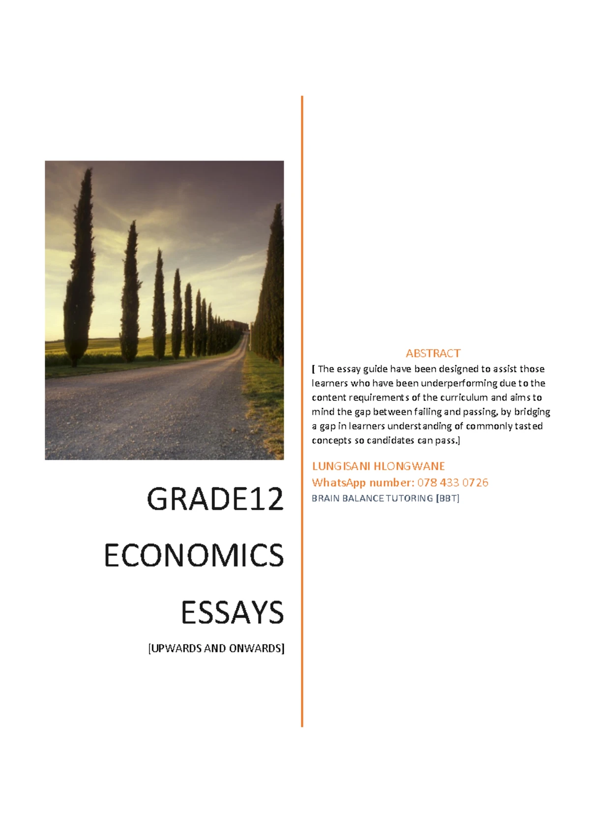 Economics Grade 12 Notes - ECONOMICS - GRADE 12 1 Key concepts These ...