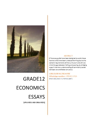 Economics Grade 12 Notes - ECONOMICS - GRADE 12 1 Key concepts These ...
