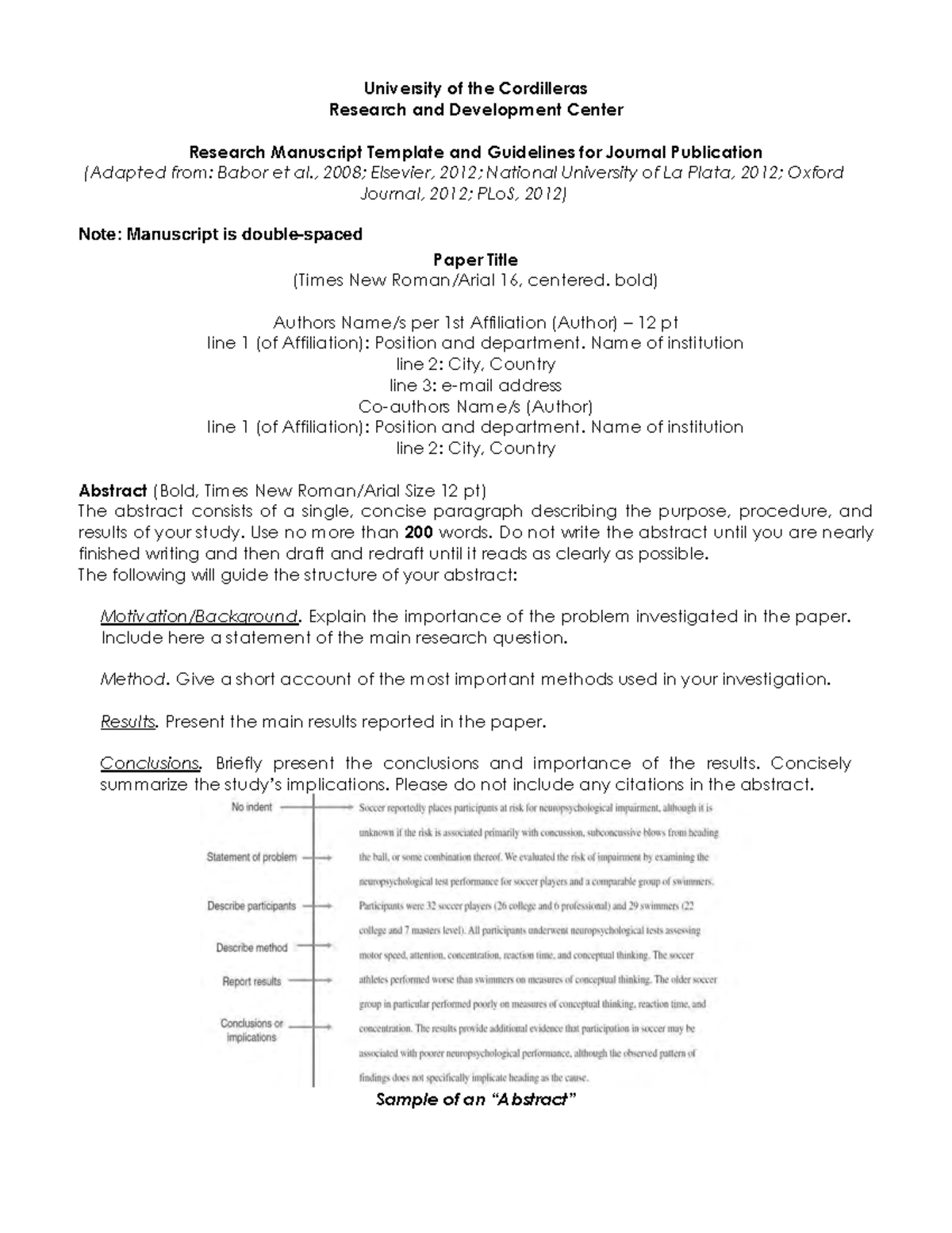 Research Manuscript Template & Guidelines for Journal Publication - Studocu