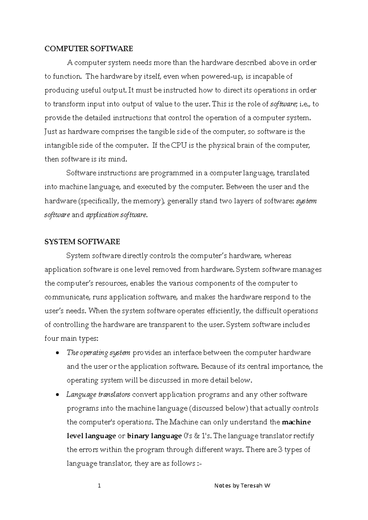 COMPUTER SOFTWARE: Understanding System & Application Software Concepts - Studocu