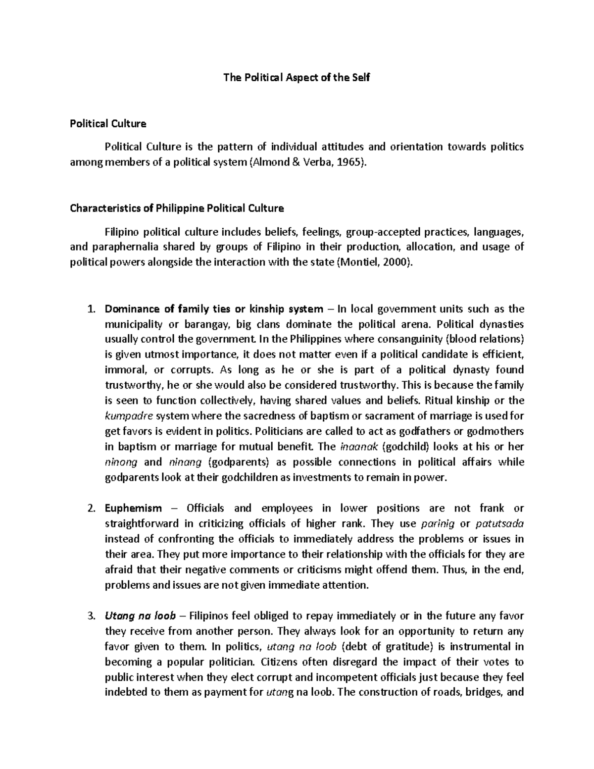 UTS 10 - Understanding the Self - The Political Aspect of the Self ...