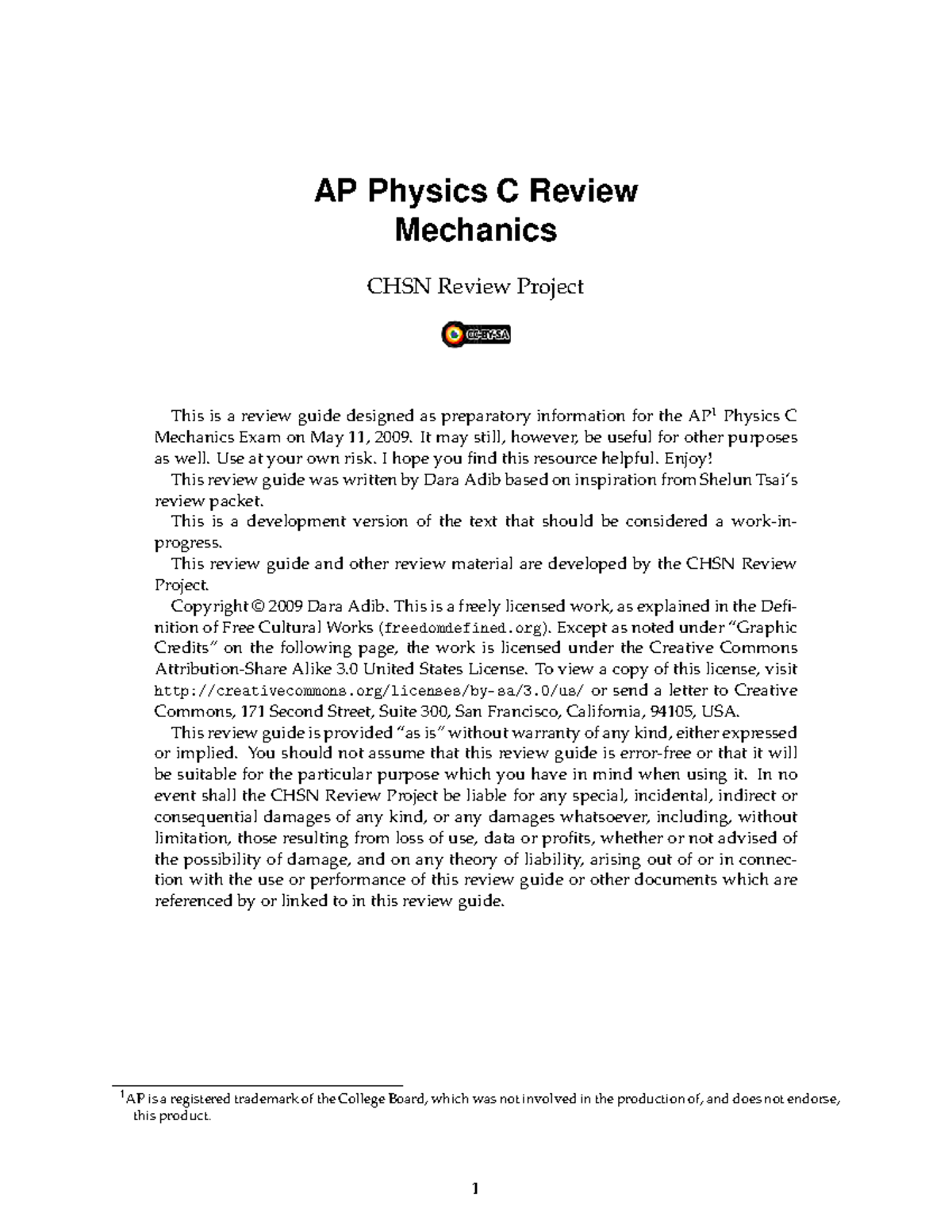 Review - Physics - AP Physics C Review Mechanics CHSN Review Project ...