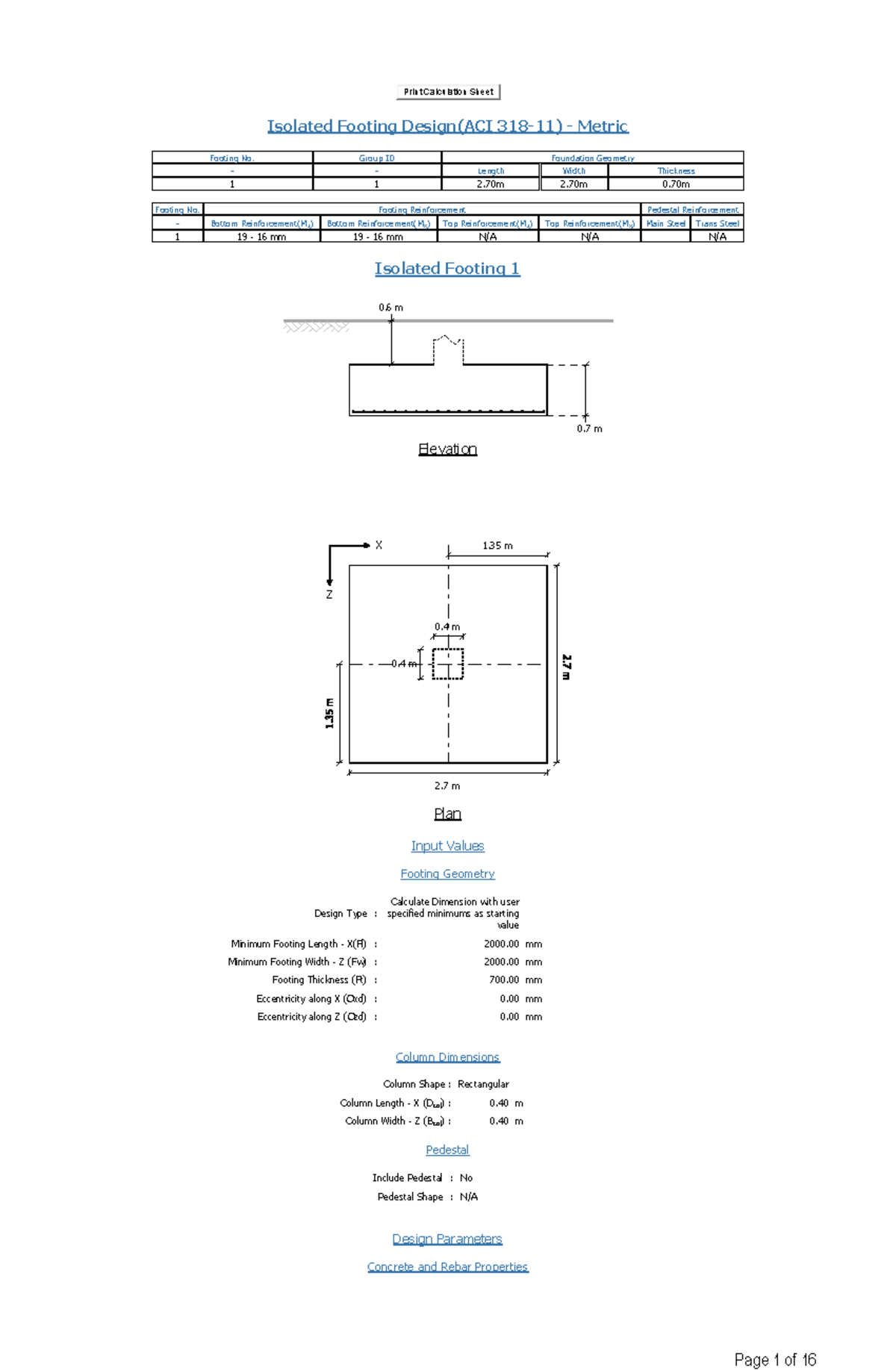 Isolated Footing Design Calculation Sheet (ACI) - Studocu