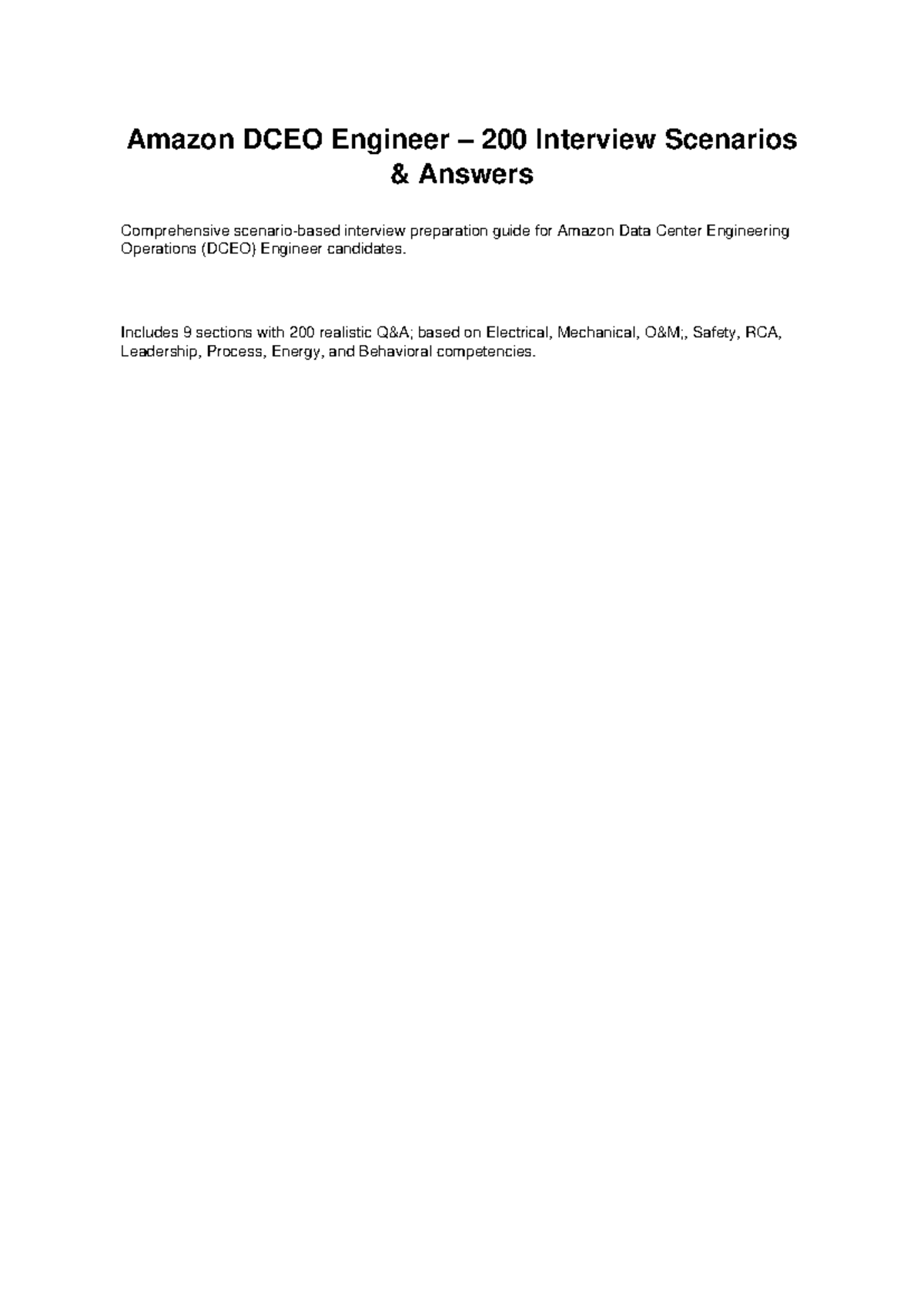 Amazon DCEO Engineer 200 Interview Scenarios & Answers Guide - Studocu