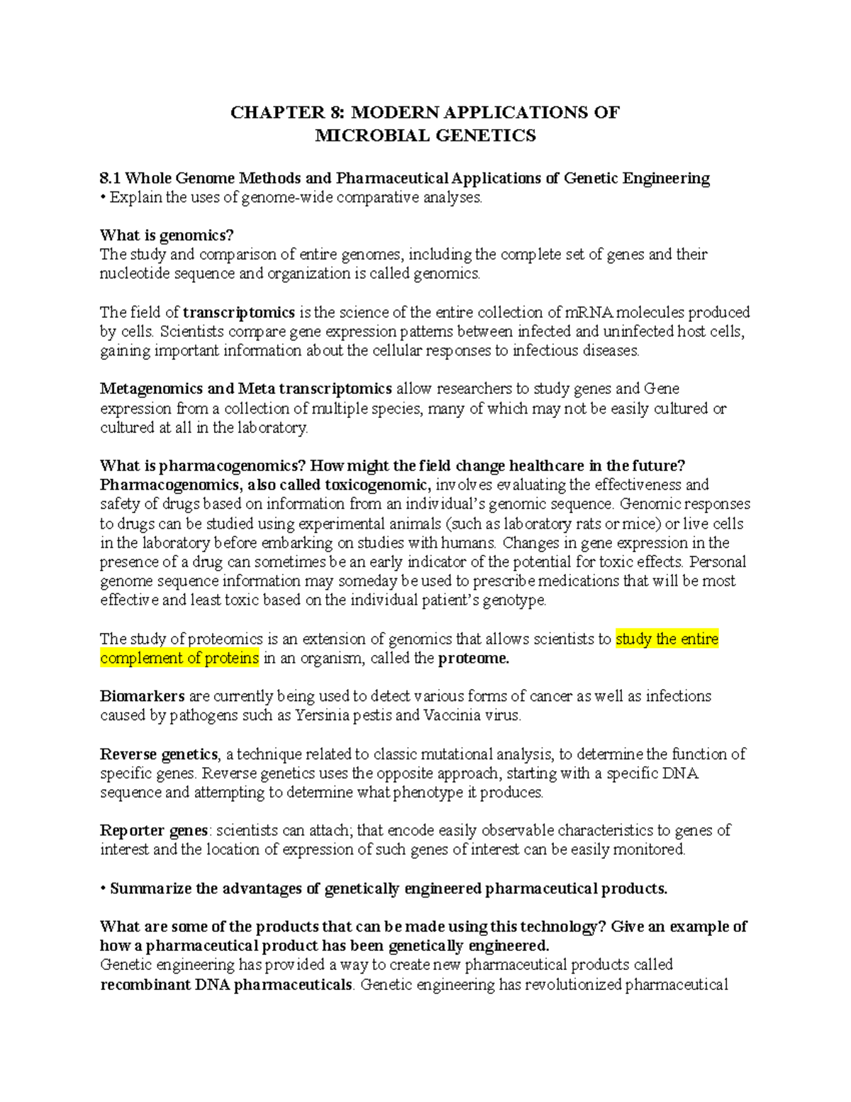 Microbiology (BIO 101) Chapter 8: Modern Applications of Microbial ...