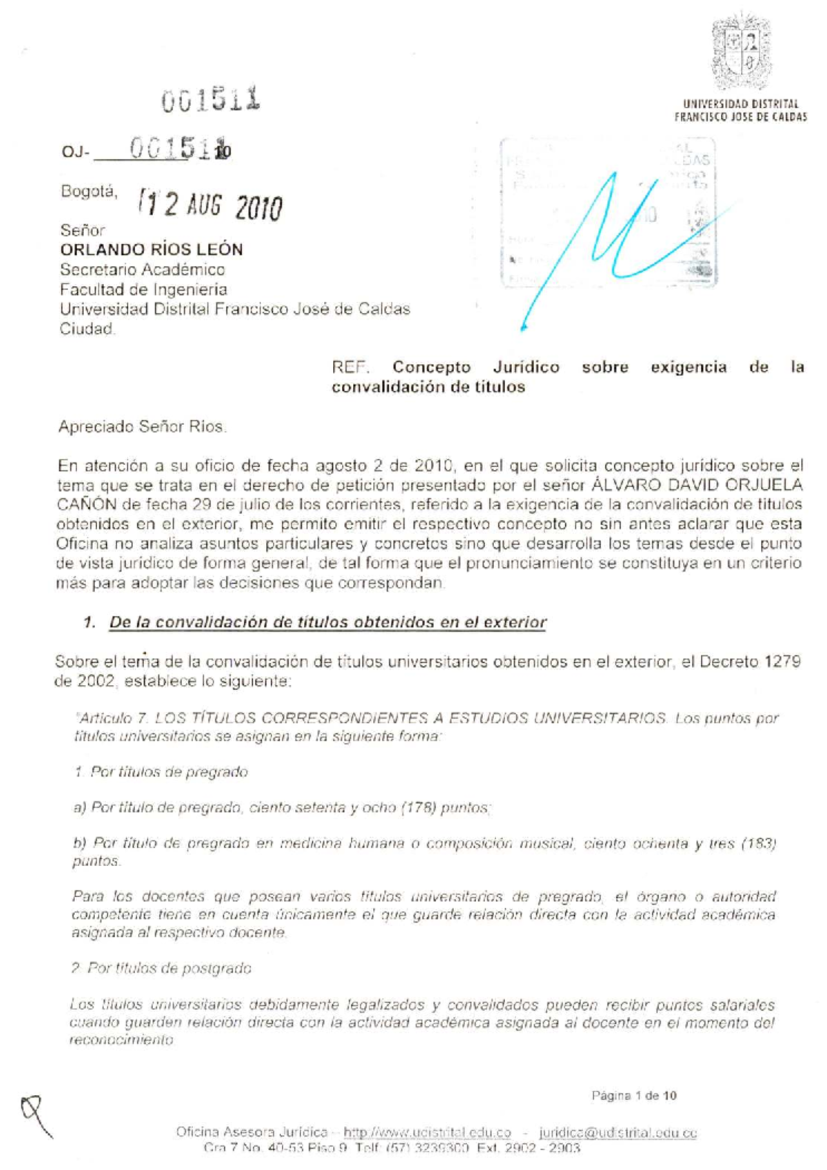 Concepto Jurídico sobre Convalidación de Títulos - 001511 - Studocu