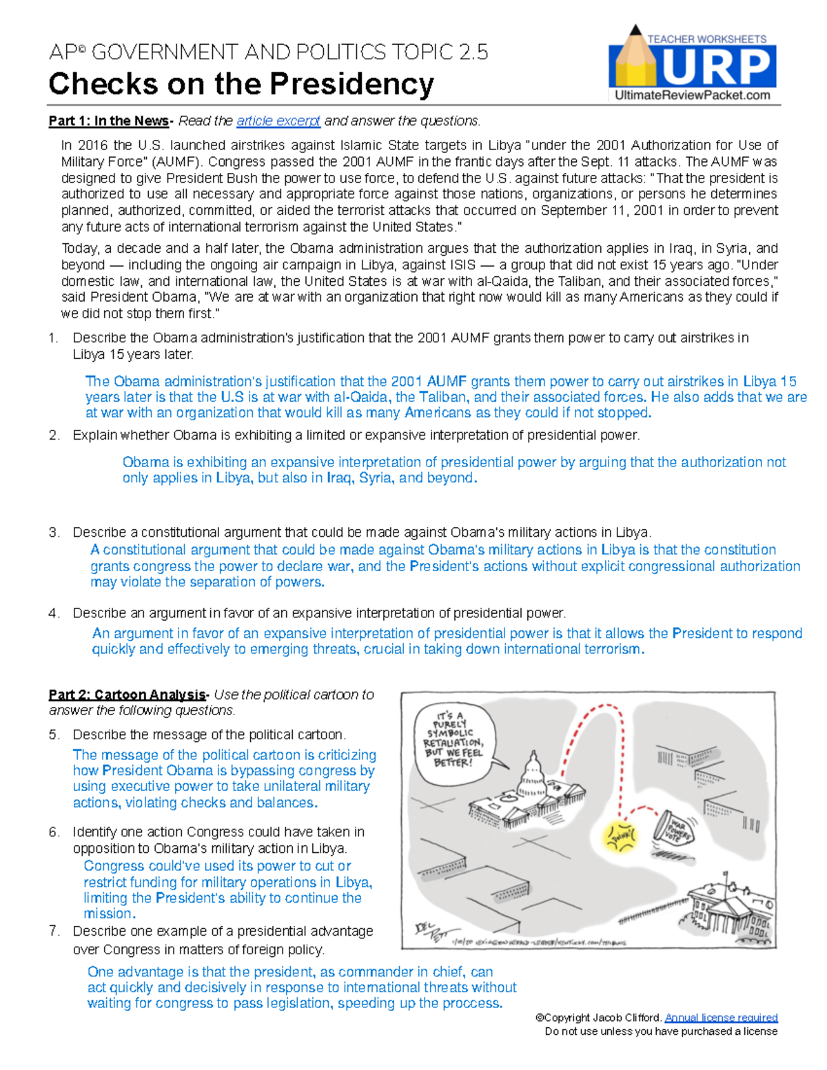 AP Gov Topic 2.5 Checks on the Presidency - AP© GOVERNMENT AND POLITICS ...