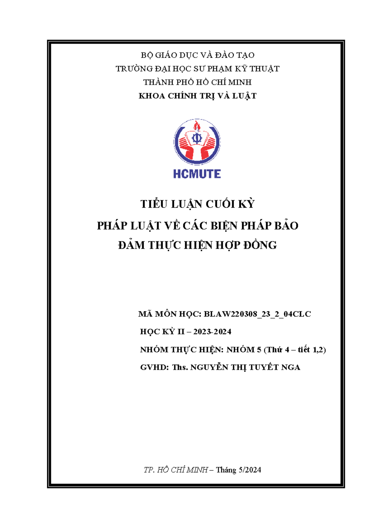 Tiểu luận luật kte - BỘ GIÁO DỤC VÀ ĐÀO TẠO TRƯỜNG ĐẠI HỌC SƯ PHẠM KỸ ...