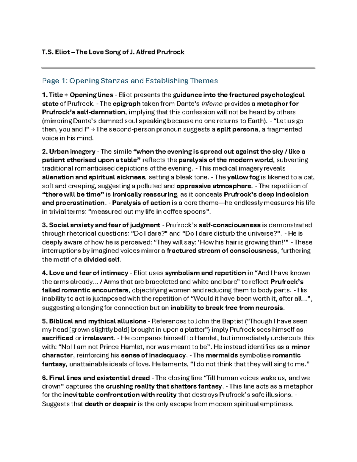 T.S. Eliot's "The Love Song of J. Alfred Prufrock": Themes & Analysis ...