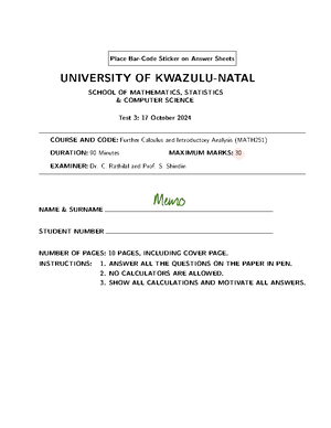 UKZN - University of KwaZulu-Natal - Studocu