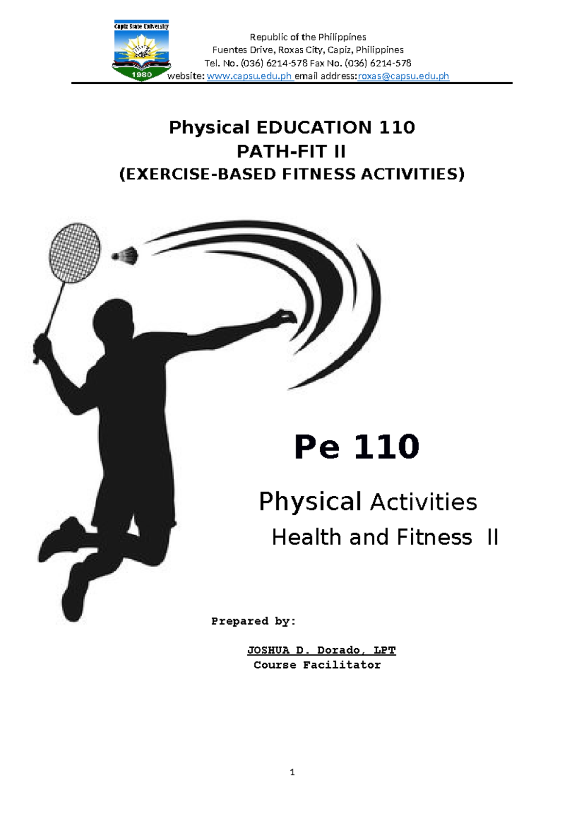 Module IN PE 110 - Exercise-Based Fitness Activities Insights - Studocu