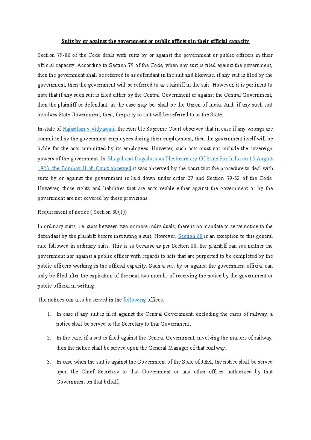 Suits Against Government Officials: Key Provisions Under Code Sections ...