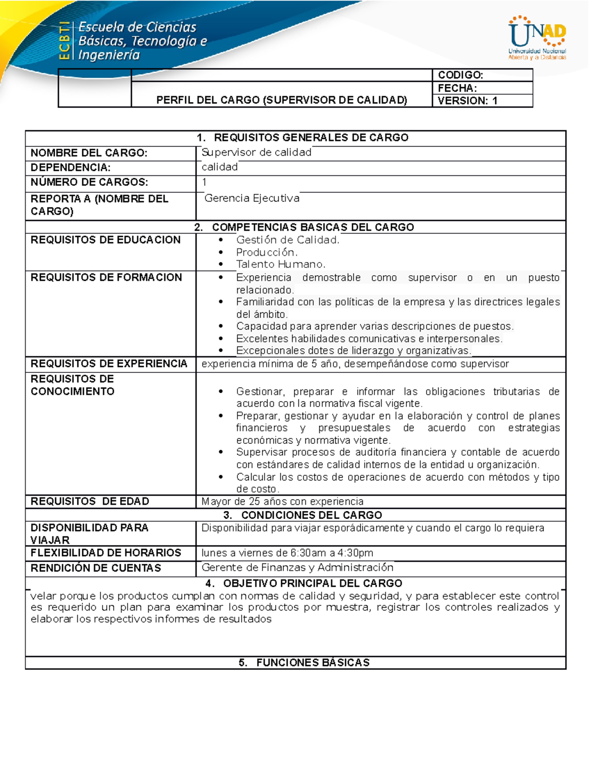 Anexo 4: Perfil del Supervisor de Calidad - Requisitos y Funciones ...