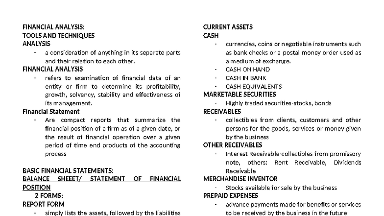 FIN 101: Comprehensive Financial Analysis Tools & Techniques - Studocu