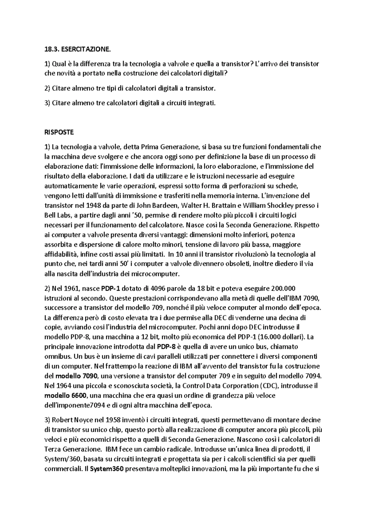 Esercitazione 11.3: Tipi di Calcolatori Digitali a Transistor e ...