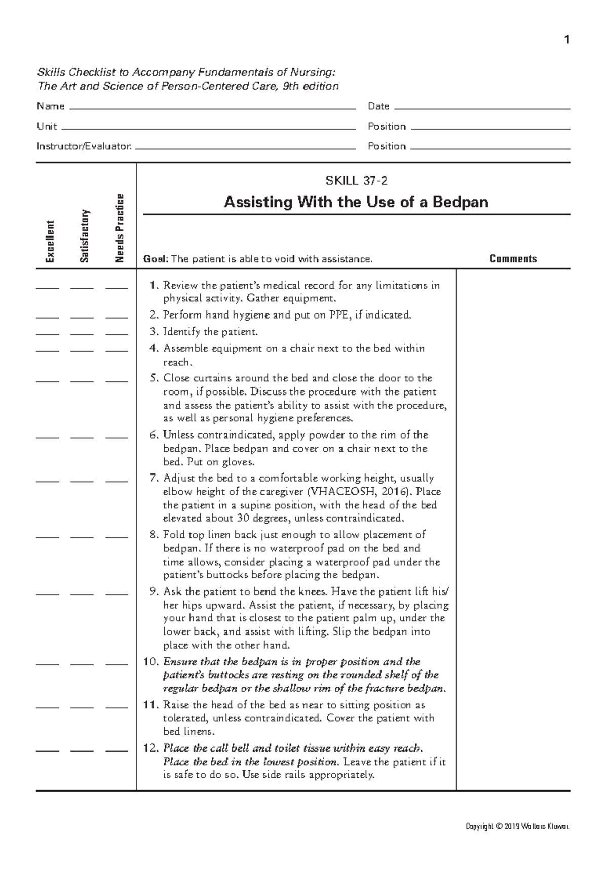 NUR 101: Step-by-Step Guide for Using a Bedpan in Patient Care - Studocu