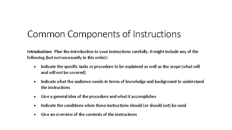 Common Components of Instructions: A Guide to Effective Writing - Studocu