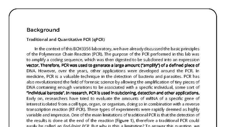 BCH3356 Lab: Background on Traditional and Quantitative PCR (qPCR ...