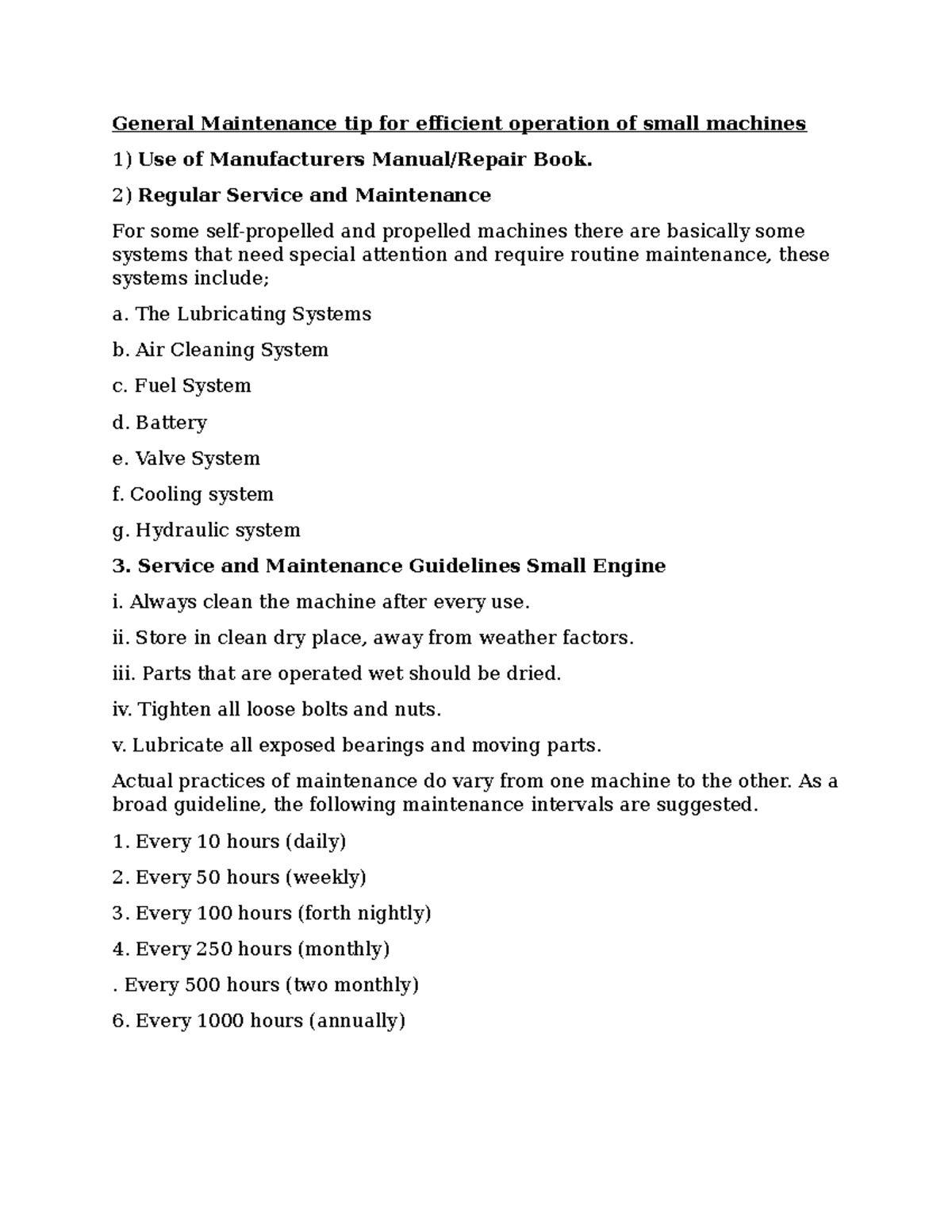General Maintenance Tips for Engines & Implements (ENG 101) - Studocu