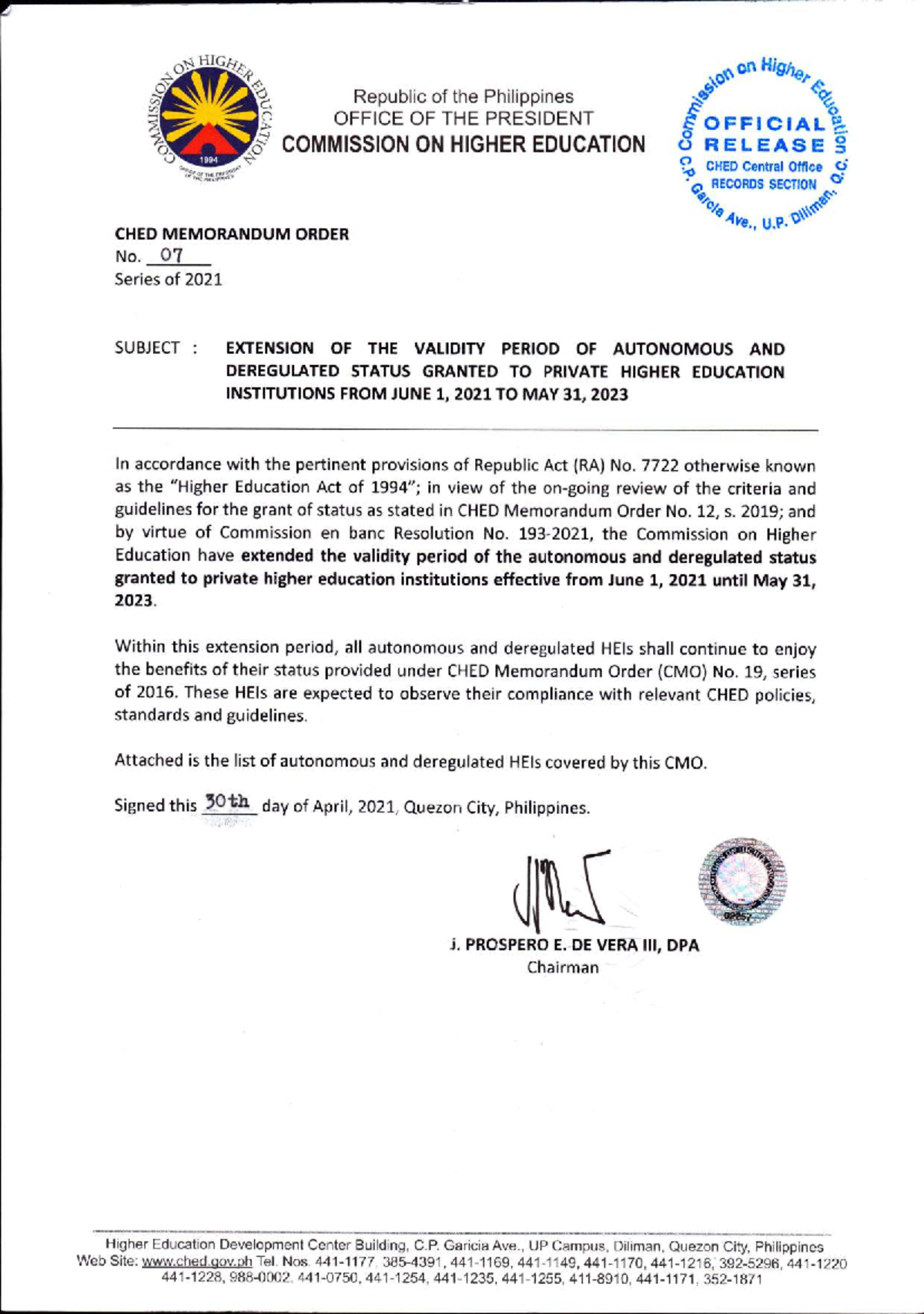 CHED Autonomous Status Overview: Key Insights for 2023 - Studocu