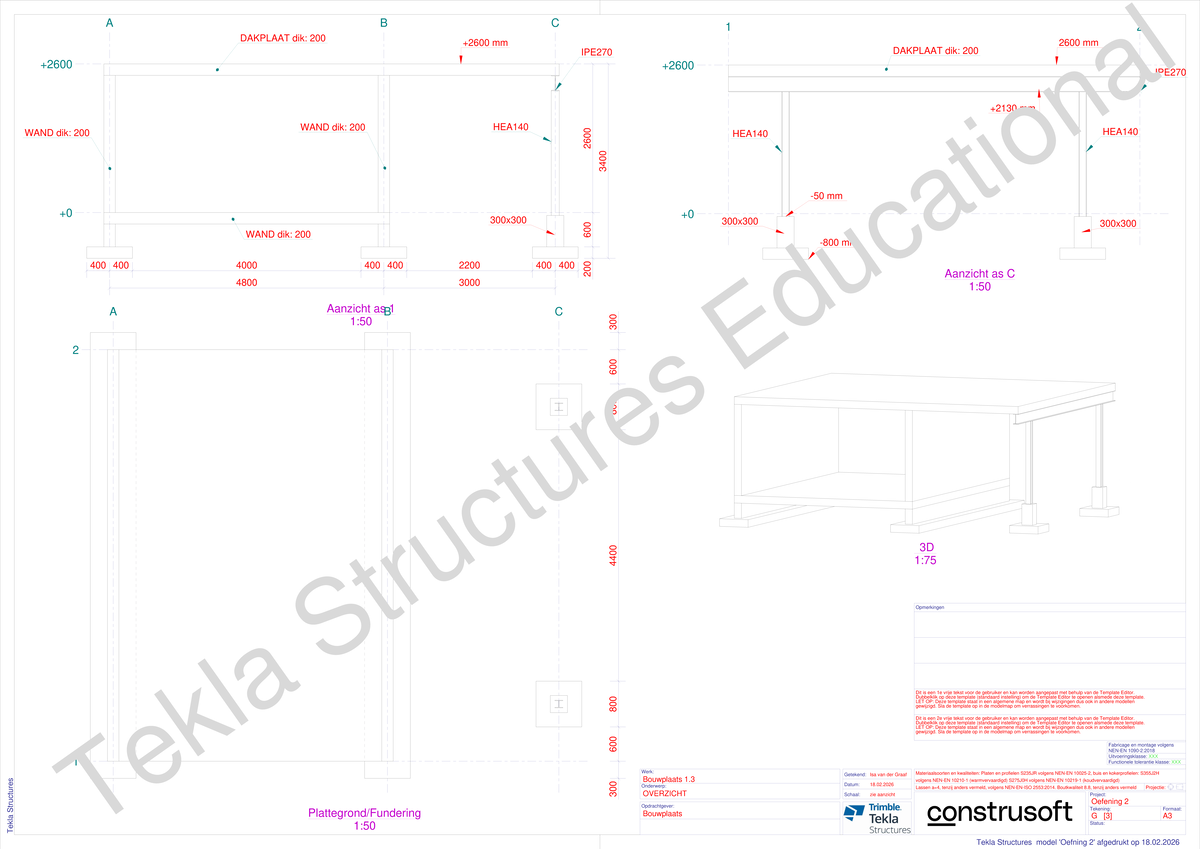 Overzicht 3 - Tekla Structures Model A3 Document - Studeersnel
