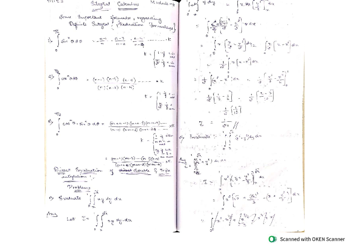 BMATE101 Module 4 - Important Formulas for Definite Integrals - Studocu
