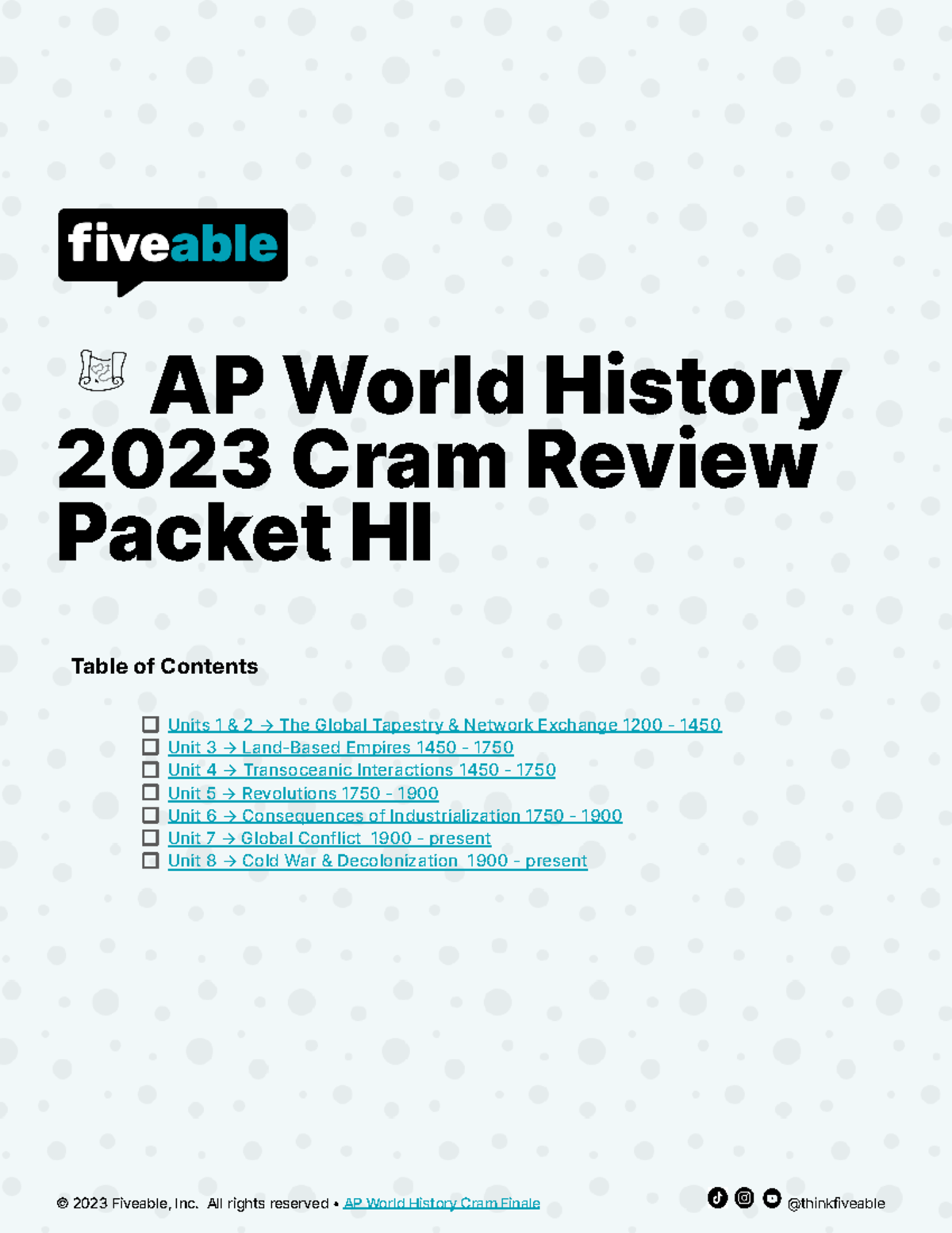 Copy of Fiveable 2023 AP World History v2 Cram Review Packet - AP World ...