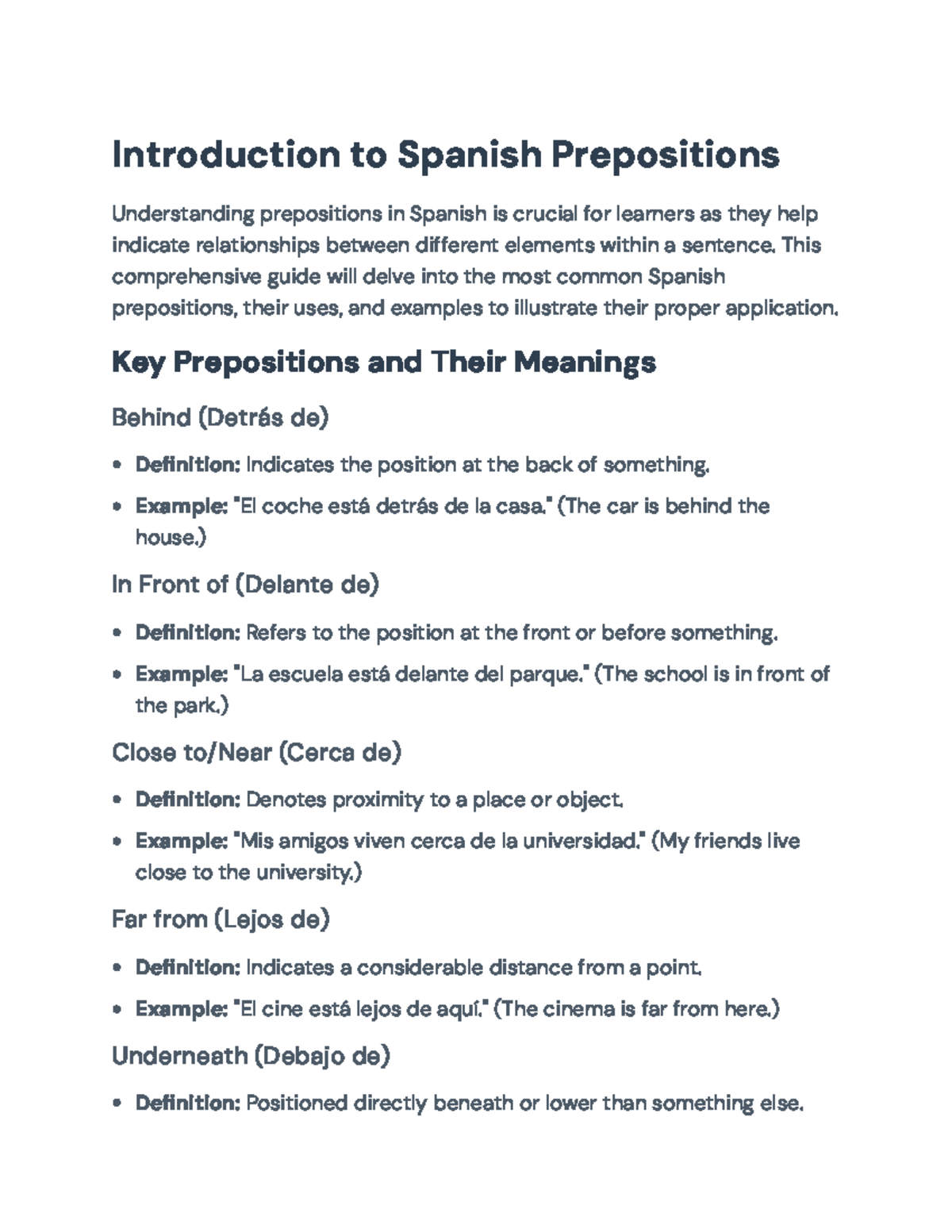 Spanish Prepositions: A Comprehensive Guide for Learners - Introduction ...