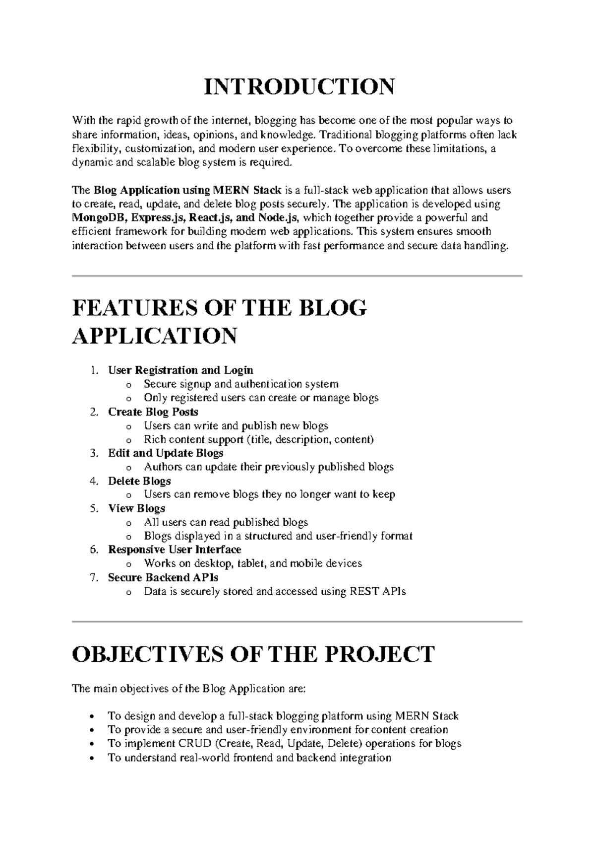 MERN Stack Blog Application Overview and Features - Studocu