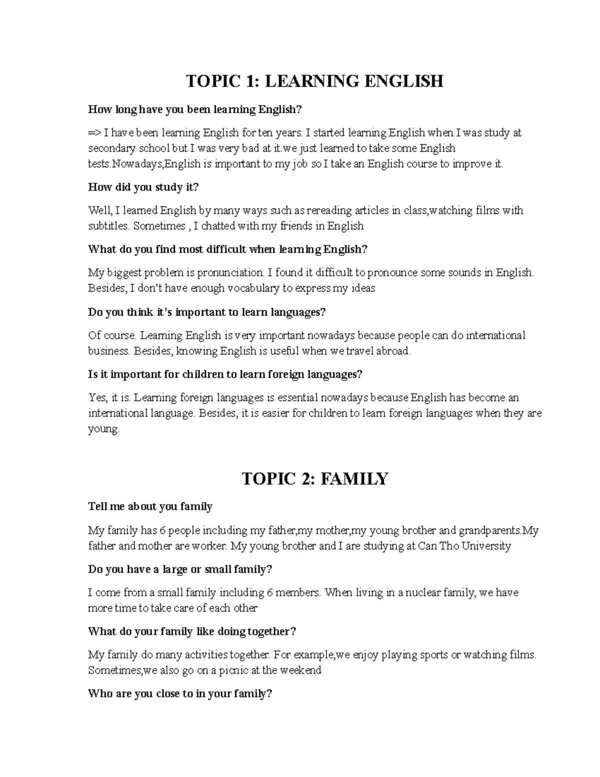 ENG 101: Learning English - My Journey and Experiences - Studocu