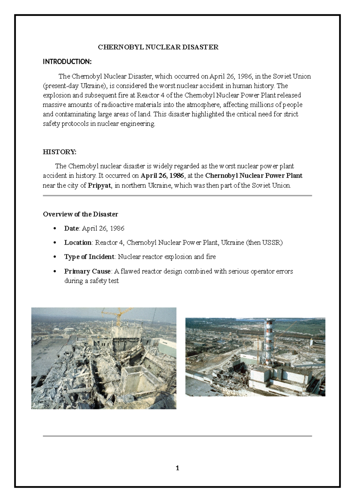 Chernobyl Nuclear Disaster Case Study: Lessons and Impacts (EVS) - Studocu