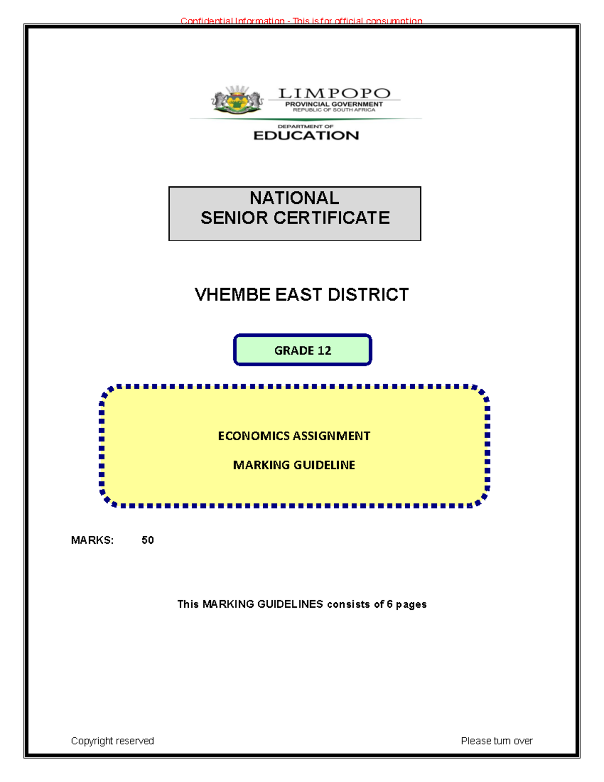 ECON 12 Vhembe District Assignment Marking Guidelines 2026 - Studocu