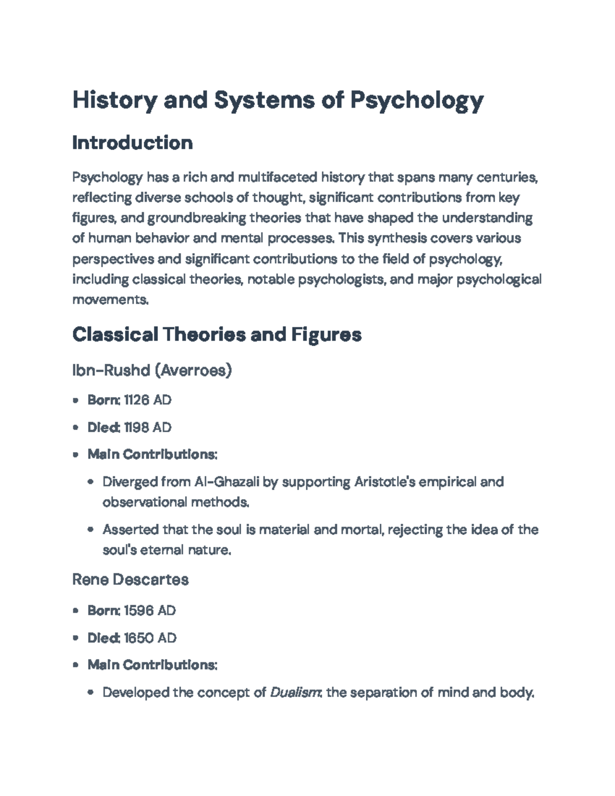 History and Systems of Psychology: Key Theories and Figures - History ...