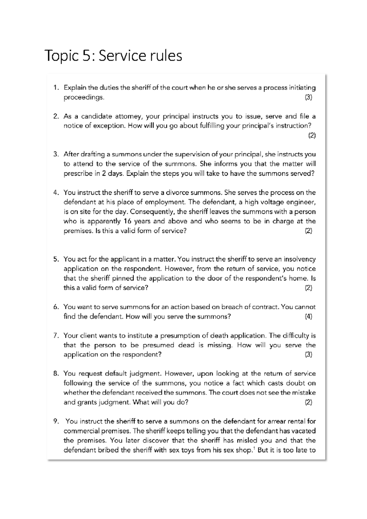 Topic 5: Sheriff's Roles in Civil Service Rules - Key Insights - Studocu