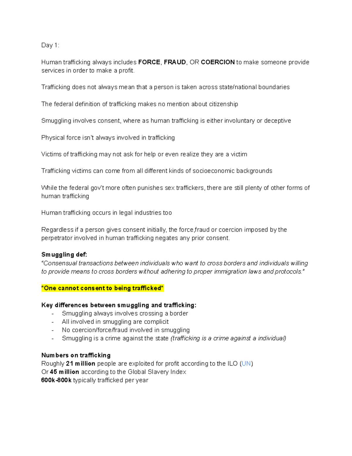 Human Trafficking Notes: Understanding Definitions & Impact - Studocu