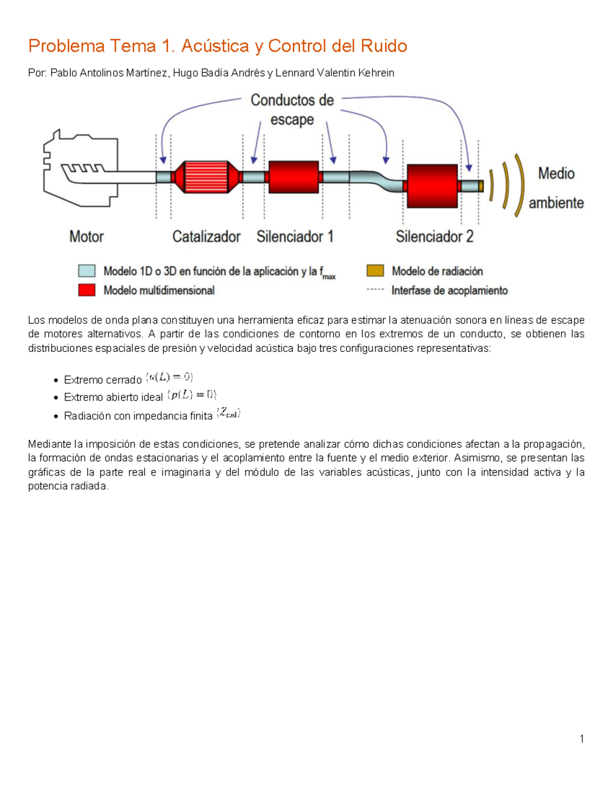 Problema 1: Acústica y Control del Ruido - Modelos de Onda Plana - Studocu