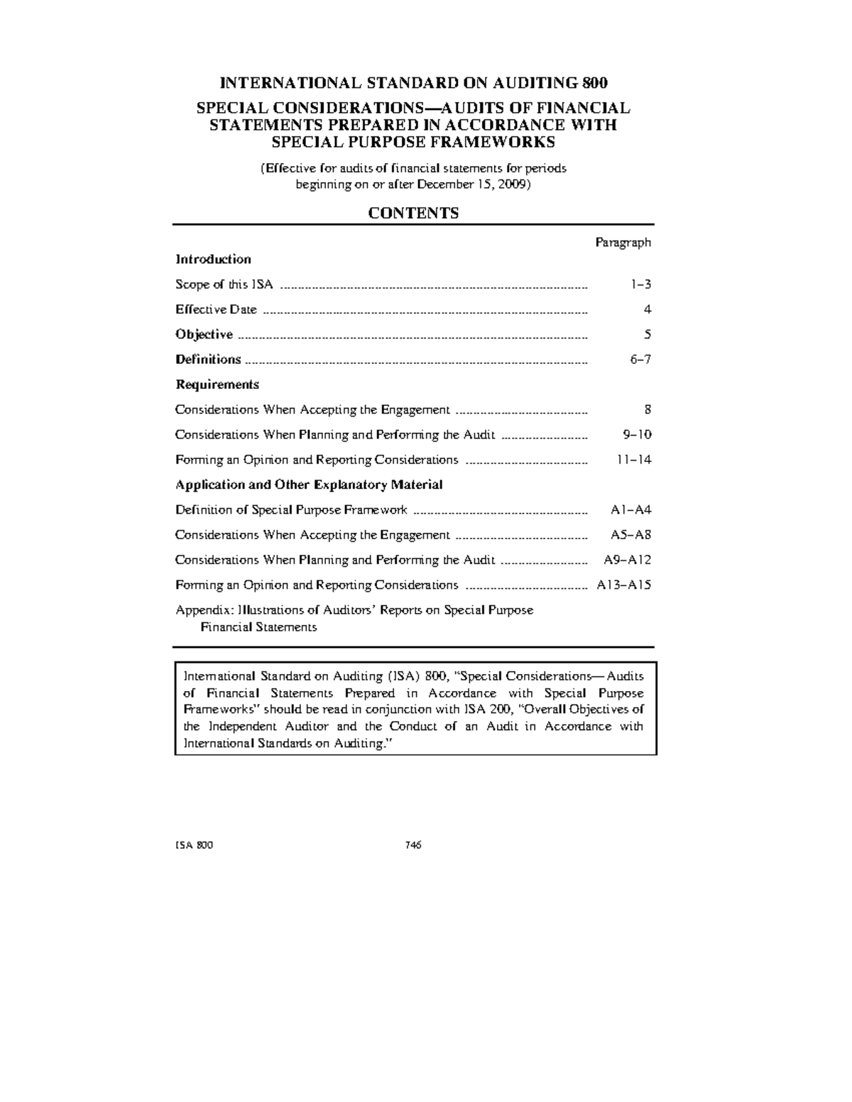 ISA 800: Special Considerations in Audits of Financial Statements Under ...