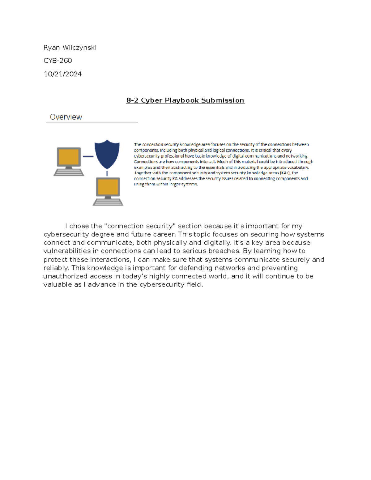 CYB-260 8-2 Cyber Playbook Submission - Ryan Wilczynski CYB- 10/21/ 8-2 ...