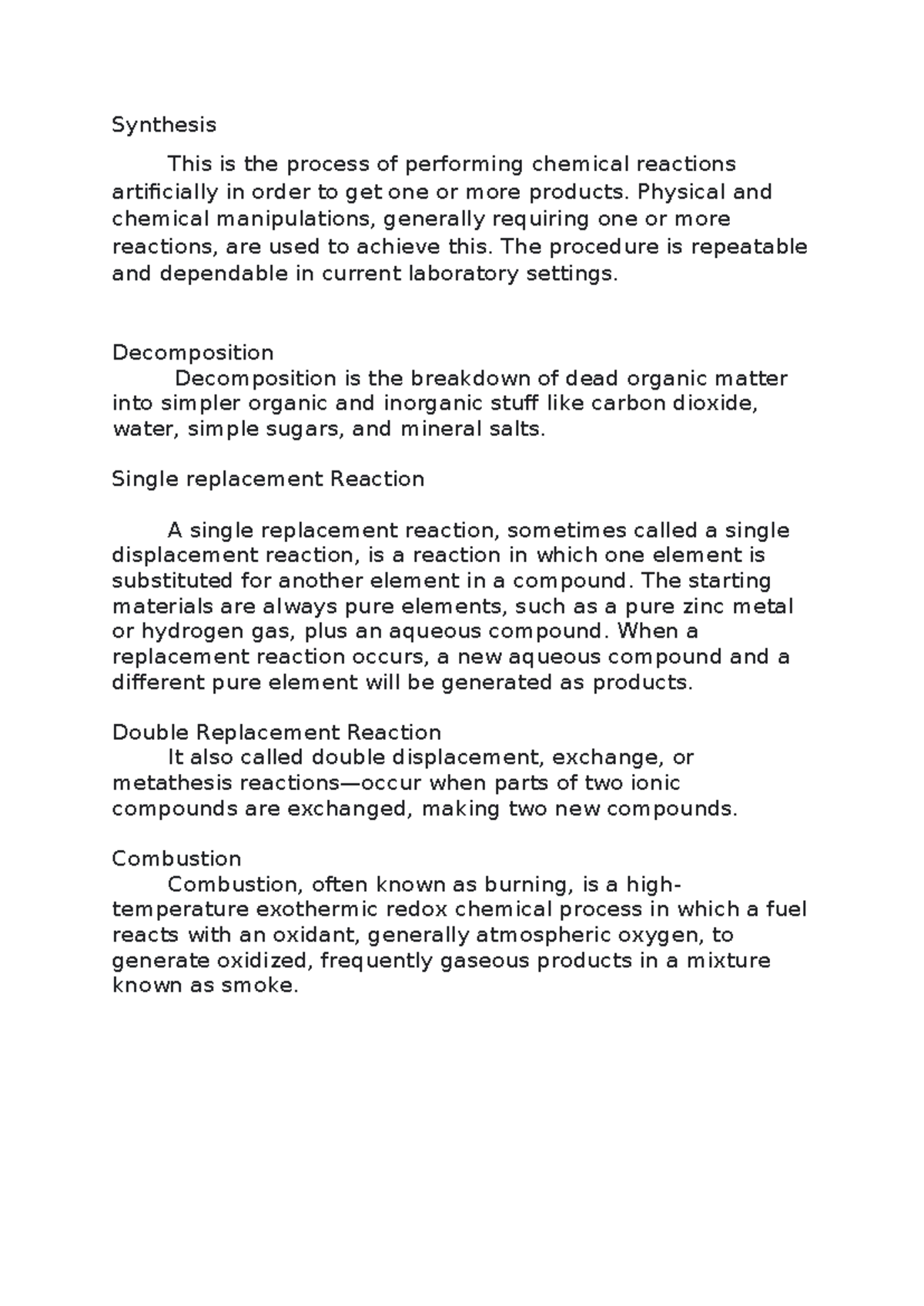 Chemical Reactions Overview: Synthesis, Decomposition & More (Pscience ...