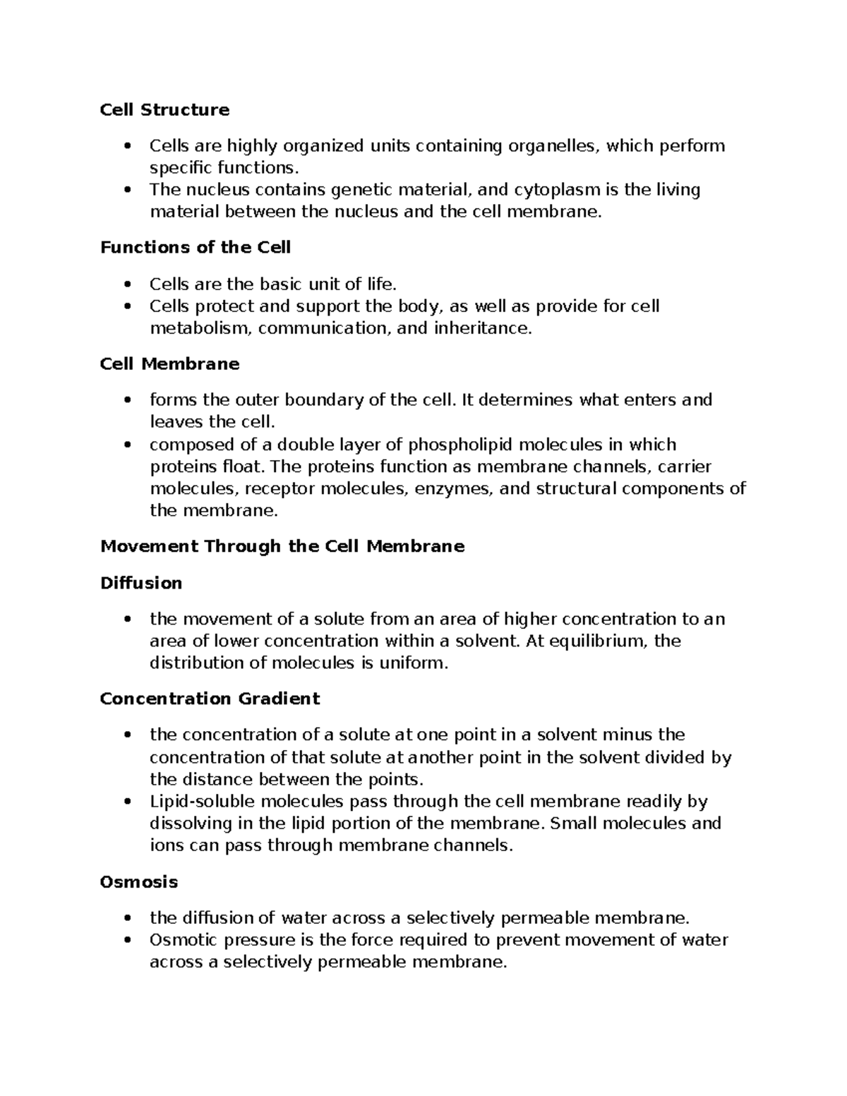 Cell Structure and Function Overview: A Reviewer Guide - Studocu
